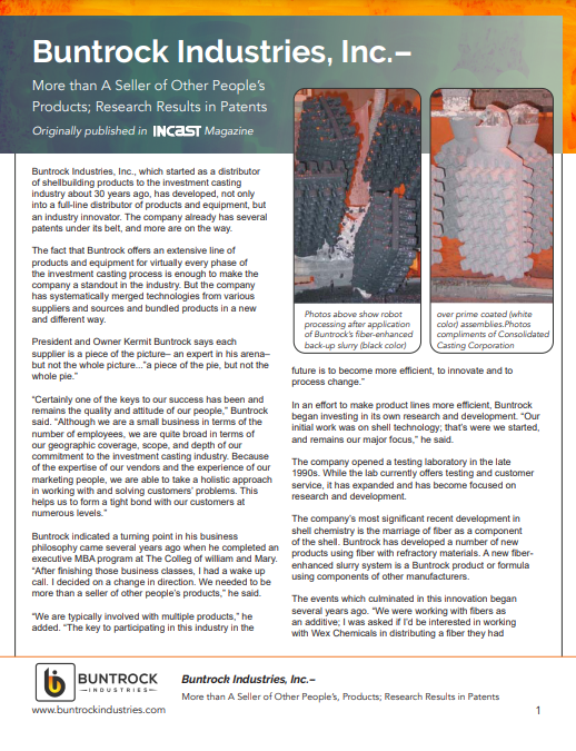 Incast Magazine: Buntrock Industries - Excellence in Casting
